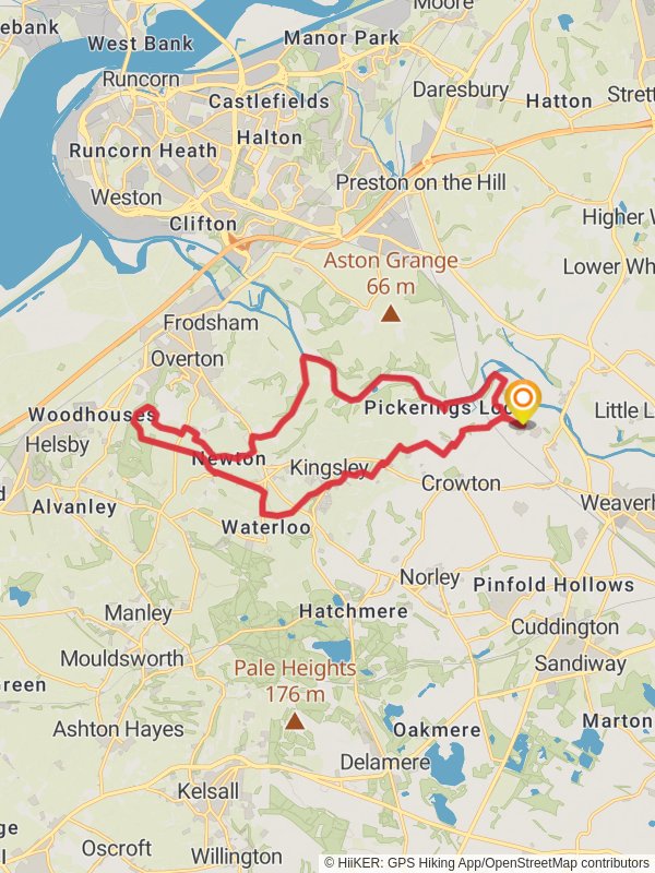 Map of Acton Bridge - Woodhouse Hill and the River Weaver, Cheshire