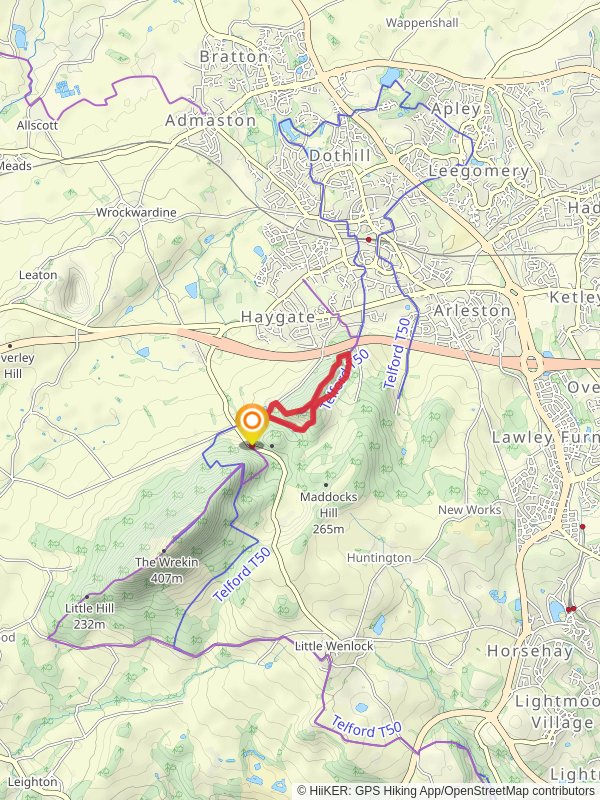 Map of The Ercall Loop, Telford and Wrekin