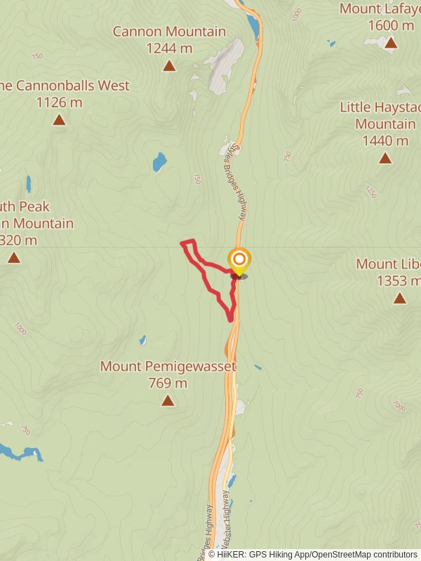Map of Pemi Loop Trail, Grafton County