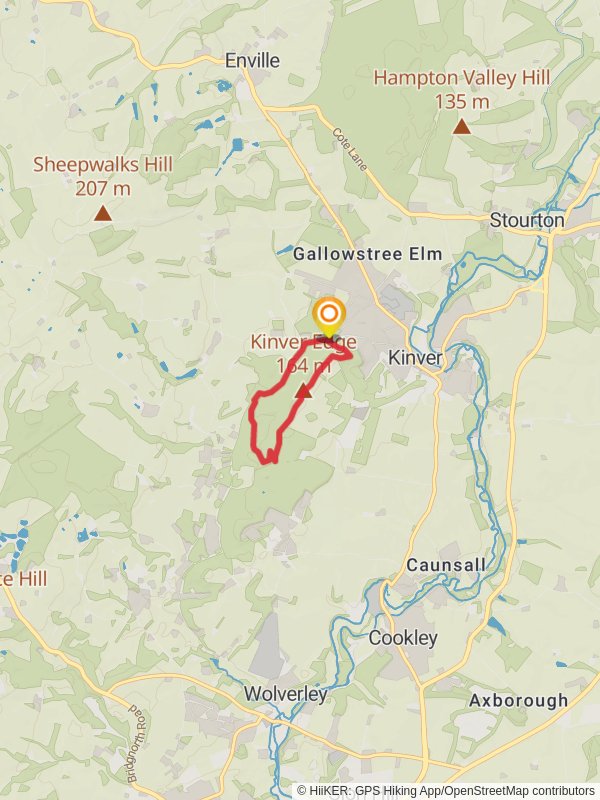 Map of Kinver Edge and Holy Austin Rock, Staffordshire