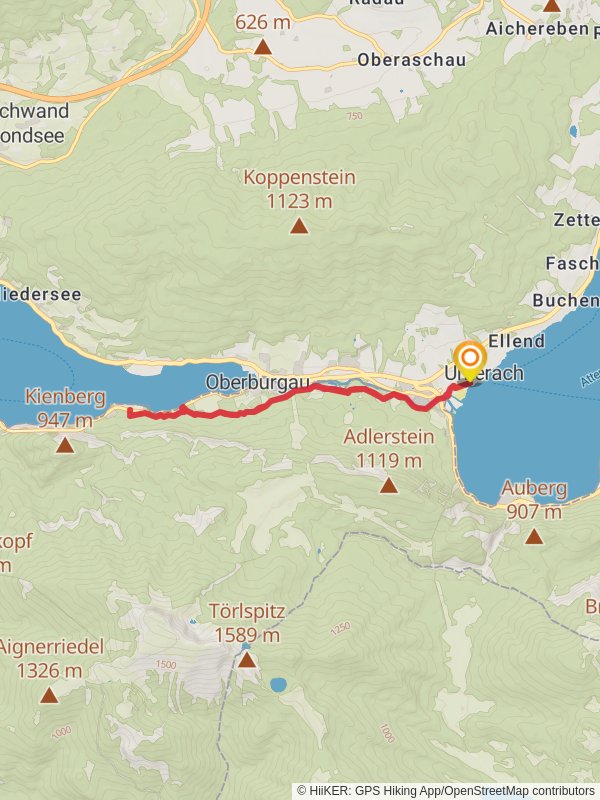 Map of Attersee and Mondsee Lake Hike - Dr Angelisweg, Bezirk