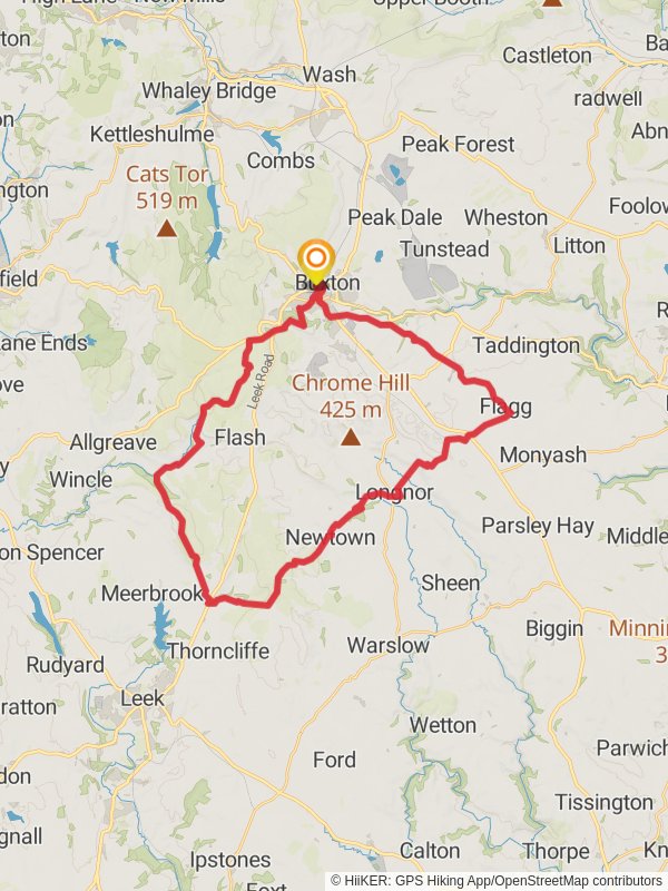 30 Miles Loop from Buxton Map | Derbyshire | England