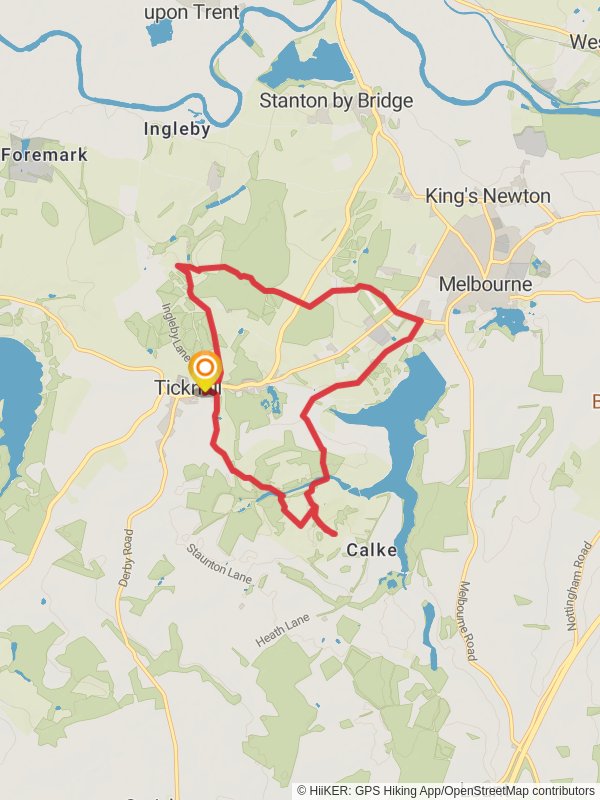 Calke Abbey and Robin Wood from Ticknall Map | Derbyshire | England