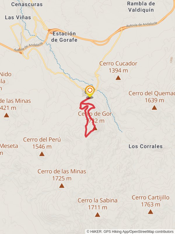 Map of Gor – Hill of Gor, Comarca de Guadix