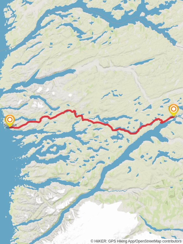 Map of Arctic Circle Trail, Qeqqata