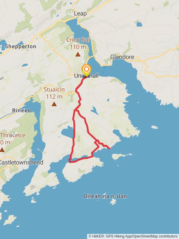Map of Union Hall Walks - Three Islands Walk, County Cork