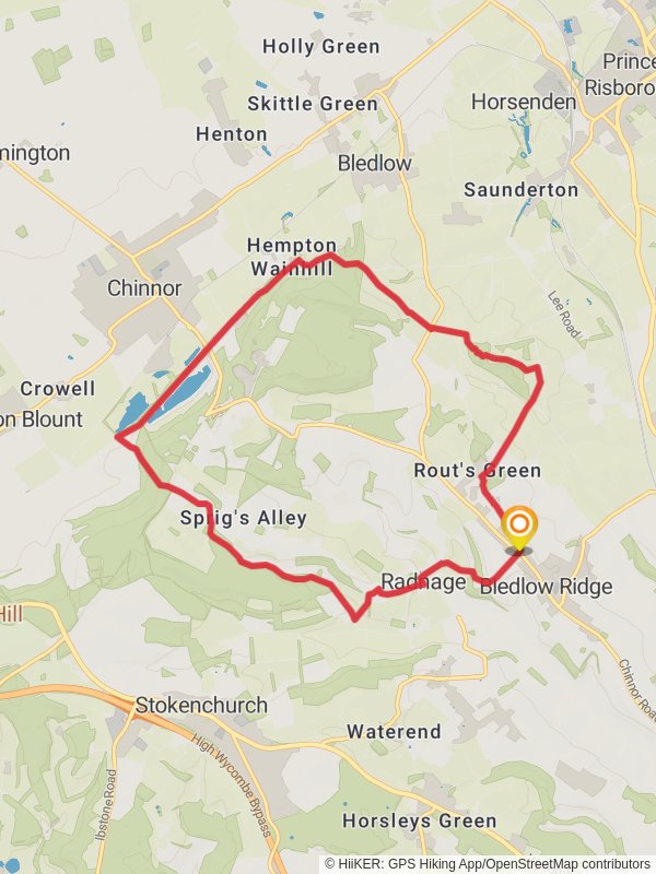 Map of The Ridgeway around Chinnor, Buckinghamshire