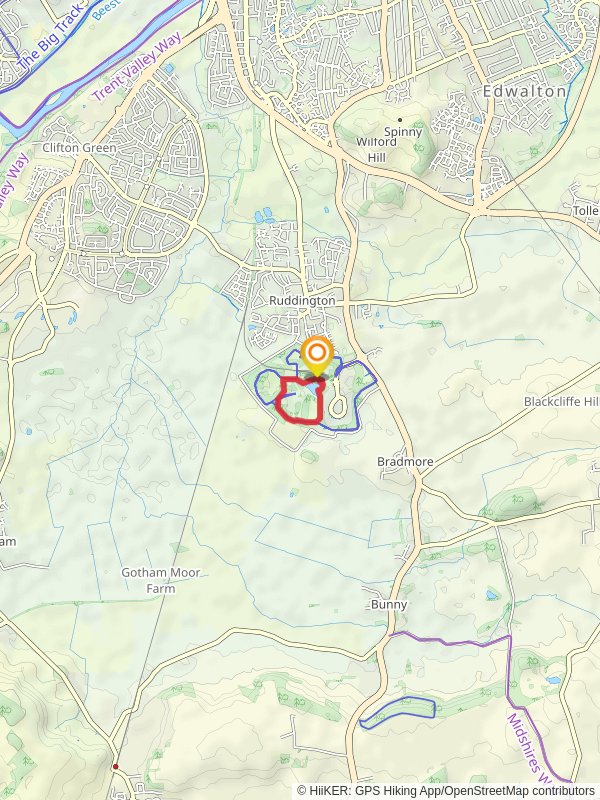 Map of Rushcliffe Country Park Walk, Nottinghamshire