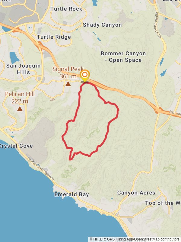Map of Missing Link, Mach One and Pacific Ridge Loop Trail, Orange